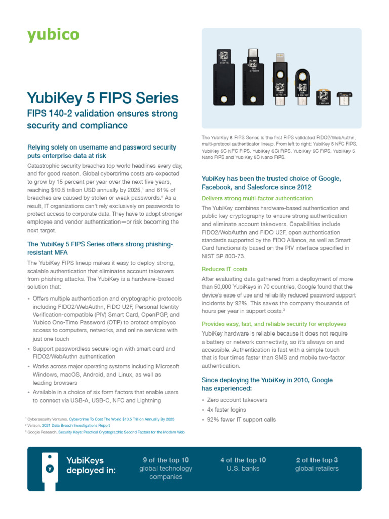 YubiKey 5 FIPS: Secure MFA Solution | PDF | Computer Science | Authentication