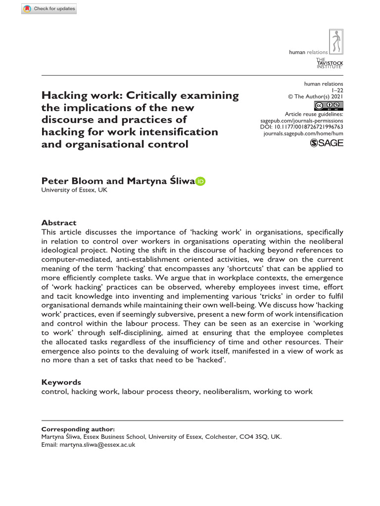 Hacking Work: Critically Examining The Implications of The New ...