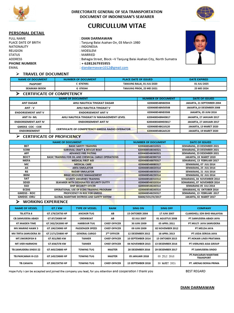 Cv. Words Dian Darmawan Ant Iv Management Level-1 | PDF | Ships | Water ...