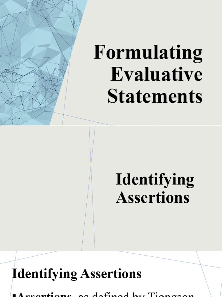 RWS-L9-Formulating Evaluative Statements - Student's | PDF | Argument | Epistemology