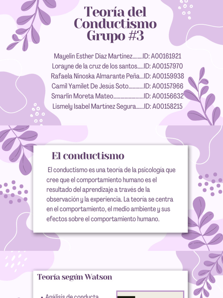 Presentación Grupo3-Teoría Del Conductismo Según Watson, Skinner ...