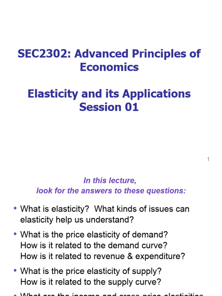 Lecture 1 Elasticity | PDF | Elasticity (Economics) | Demand