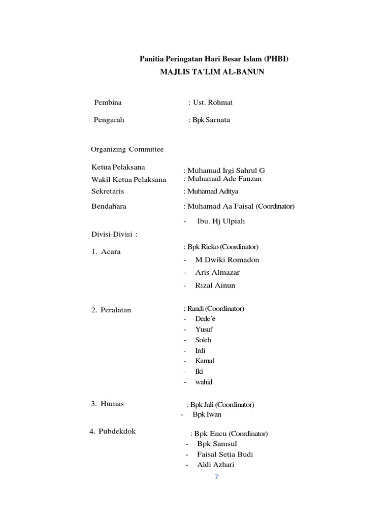 Panitia Peringatan Hari Besar Islam 2 | PDF
