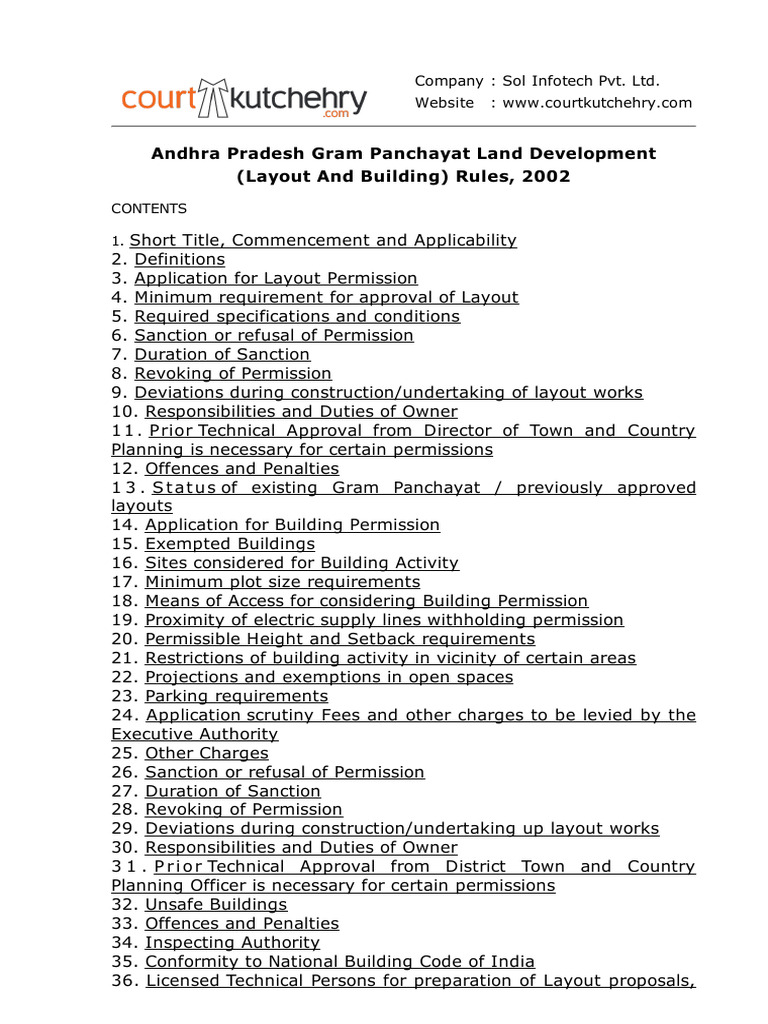 Andhra Pradesh Gram Panchayat Land Development (Layout and Building ...