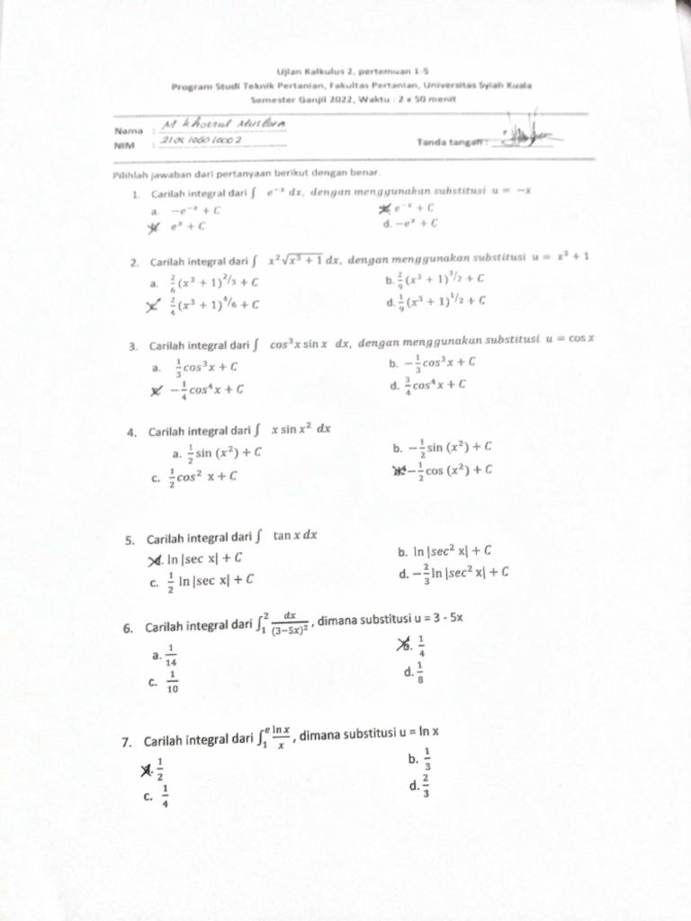 Ujian Kalkulus | PDF