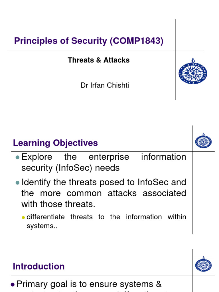 Lecture 2 Threats and Attacks | PDF | Malware | Information Security