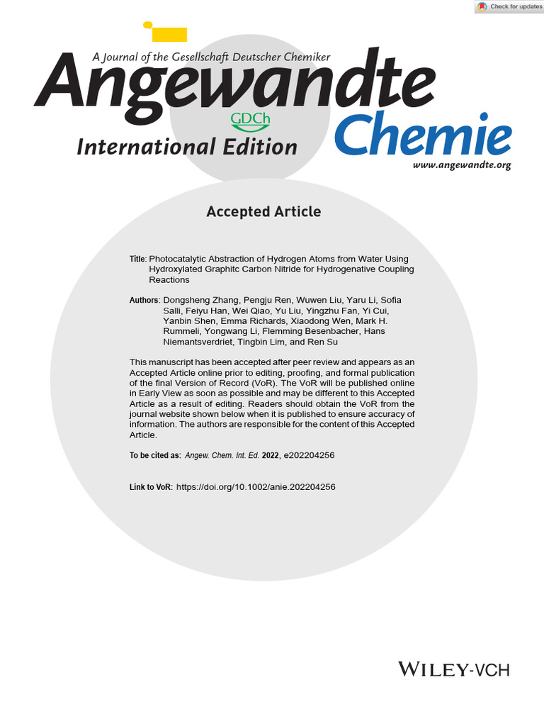 Angew Chem Int Ed - 2022 - Zhang - Photocatalytic Abstraction of ...