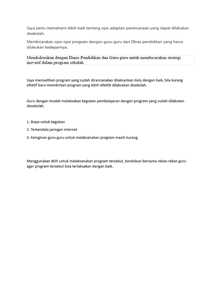 Saya Perlu Memahami Lebih Baik Tentang Opsi Adaptasi Perencanaan Yang Dapat Dilakukan Disekolah ...