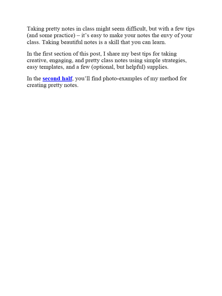 Tips for Taking Beautiful Class Notes | PDF | Learning | Human ...