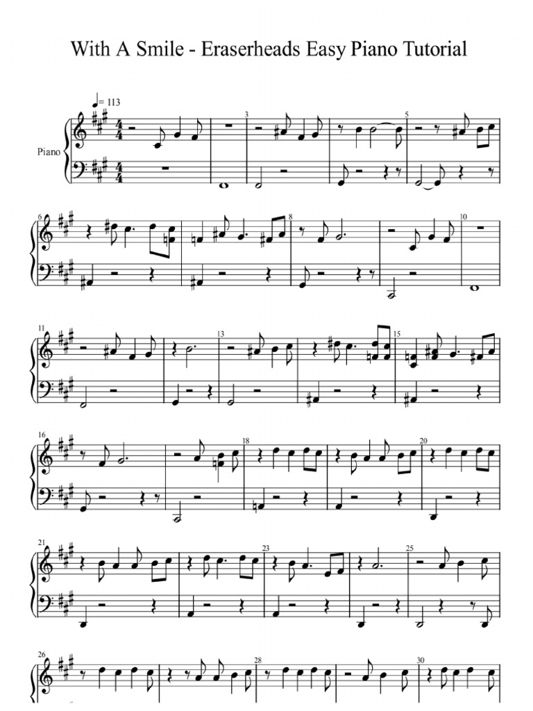 With a Smile - Eraserheads Piano Sheet | PDF