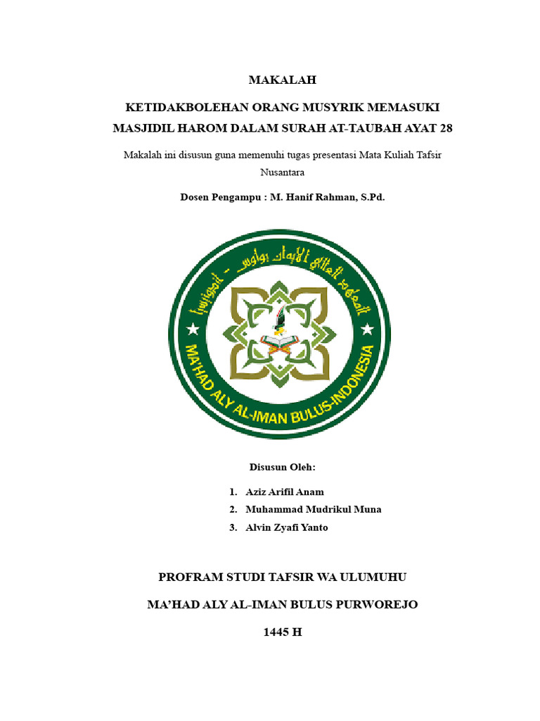 Larangan Musyrik Masuk Masjidilharam | PDF