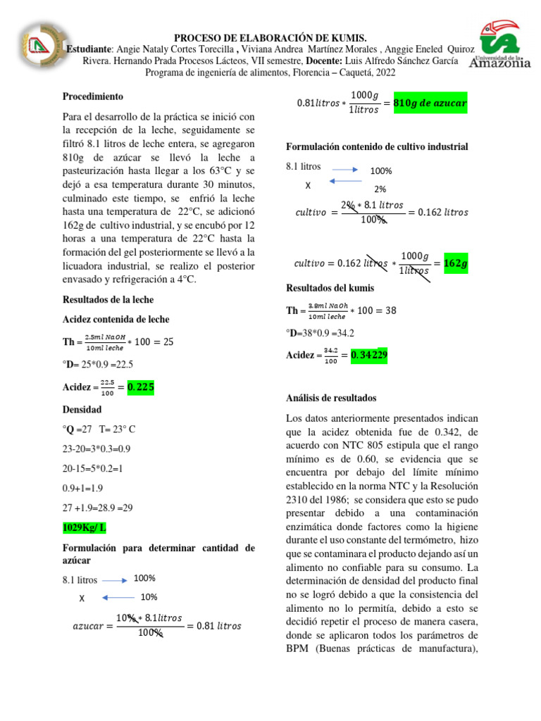 Proceso de Elaboracion de Kumis | PDF | Productos lácteos | Alimentos