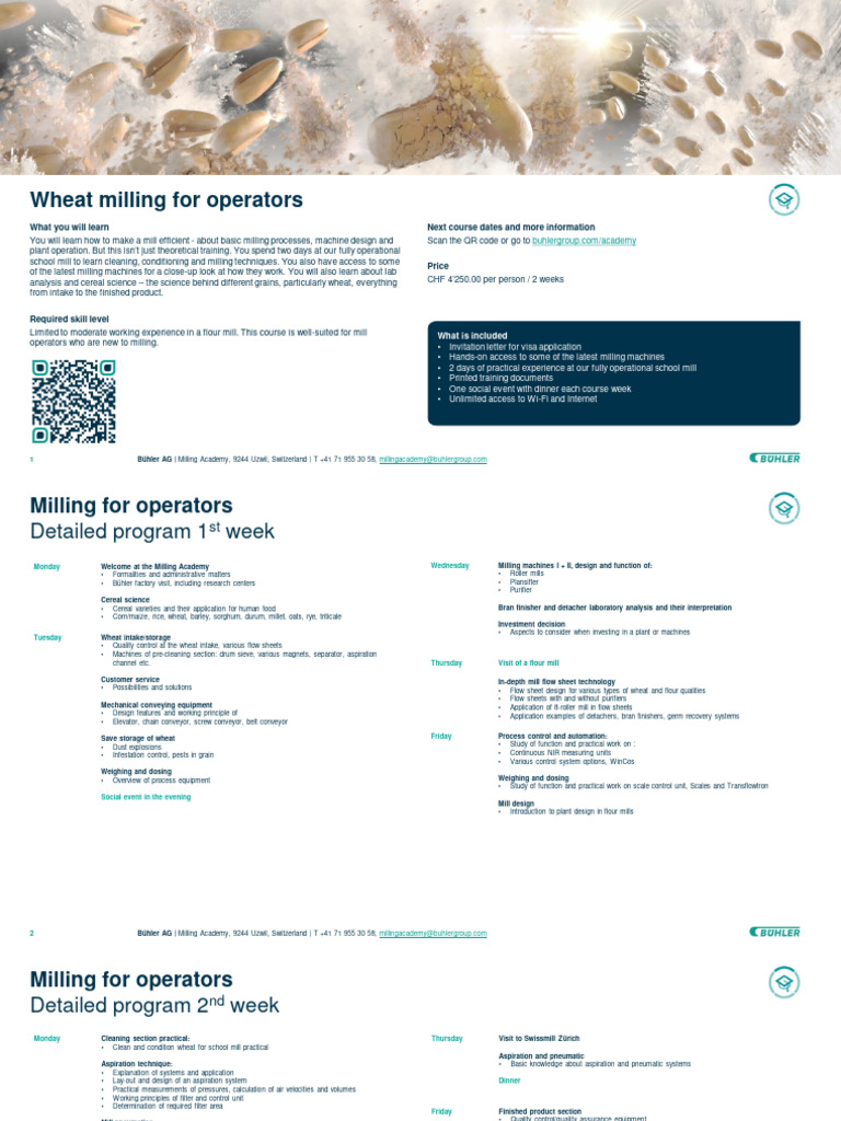 2024 Milling Academy Flyer Milling For Operators EN | PDF | Cereals | Staple Foods