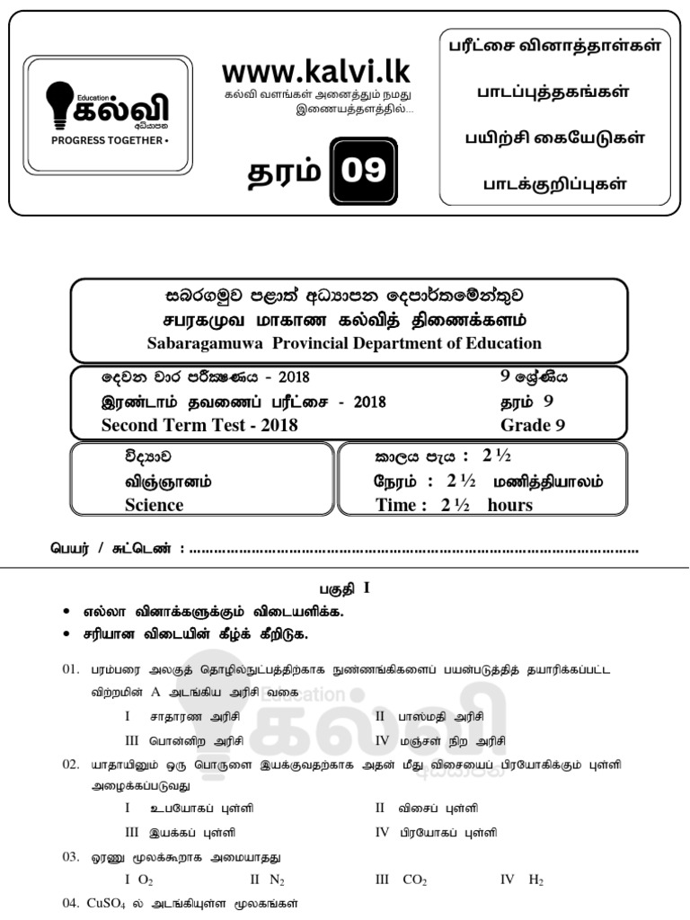 gr9 Ta Science 2018 Term - 2 | PDF