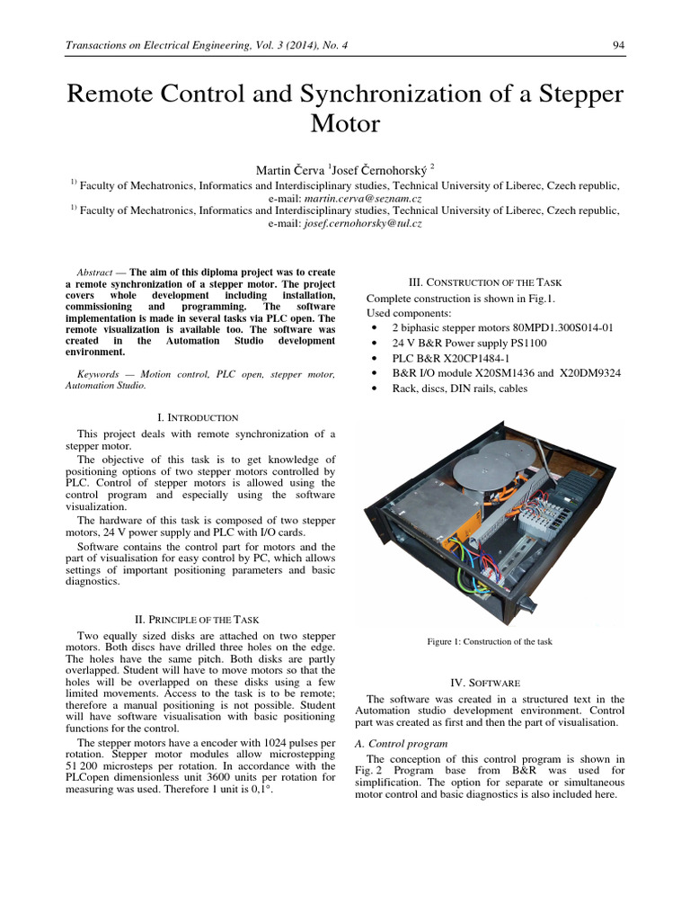 Remote Control and Synchronization of A Stepper Motor | PDF | Computer ...