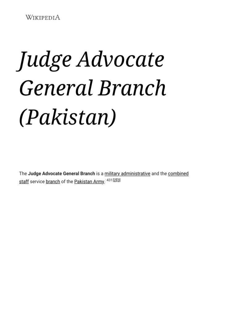 Judge Advocate General Branch (Pakistan) - Wikipedia | PDF | Judge ...