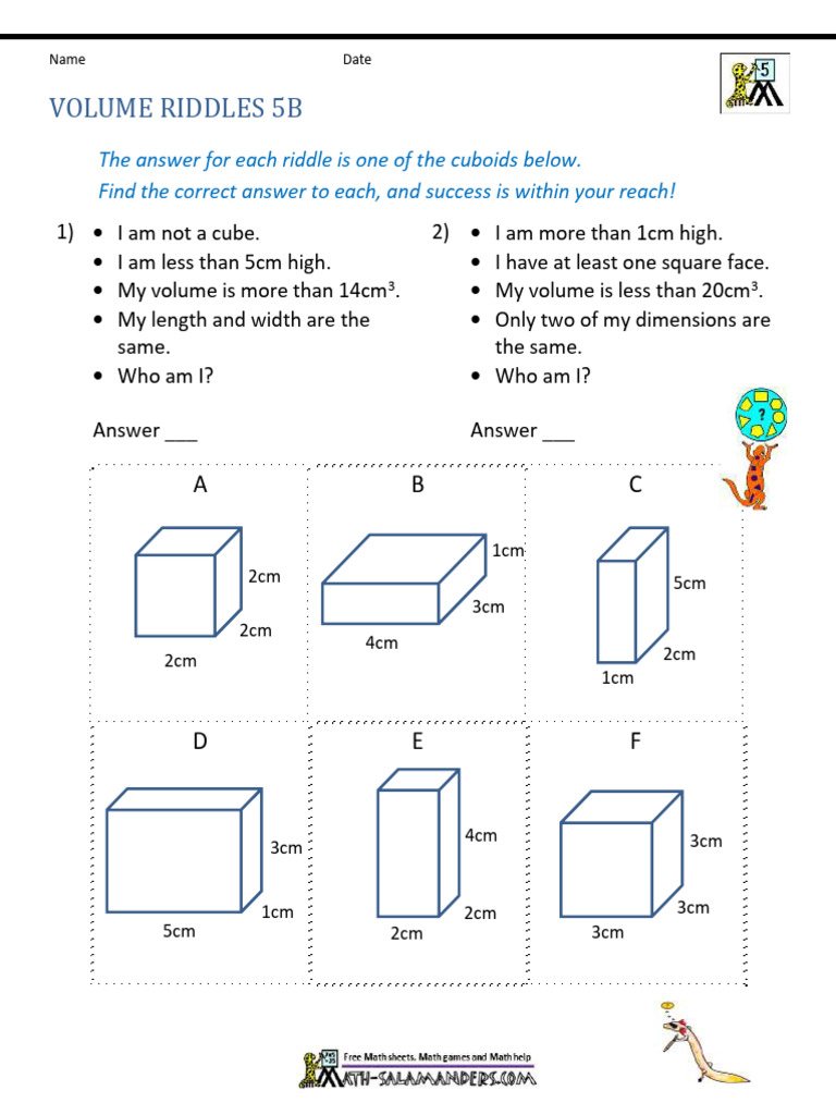 Volume Riddles 5b | PDF | Metrology | Geometric Measurement
