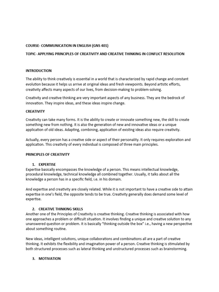 Conflict Resolution - 094646 | PDF | Creativity | Motivational