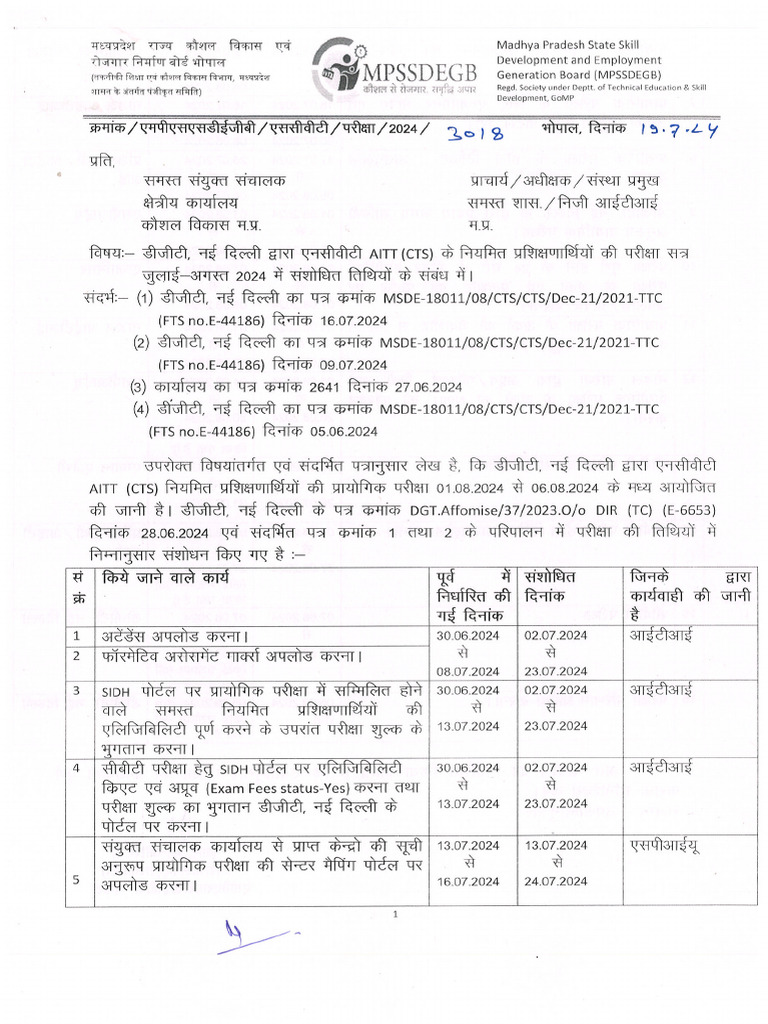 Extended Time Table Letter | PDF