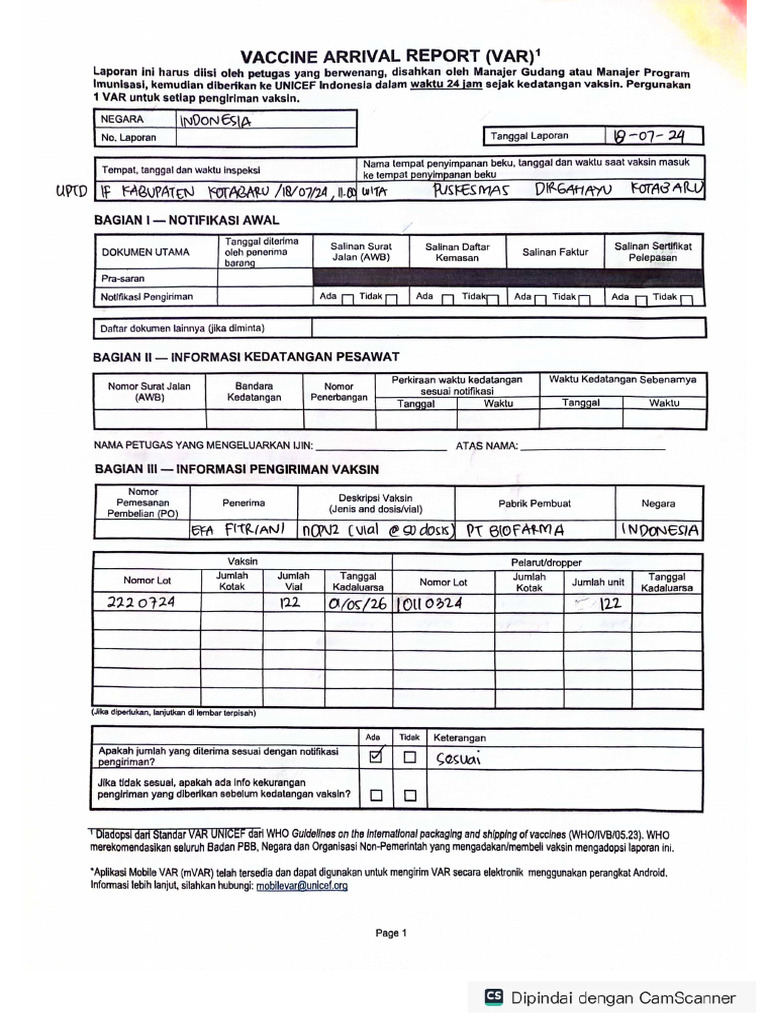 Puskes DGH VAR Polio Vaccine | PDF