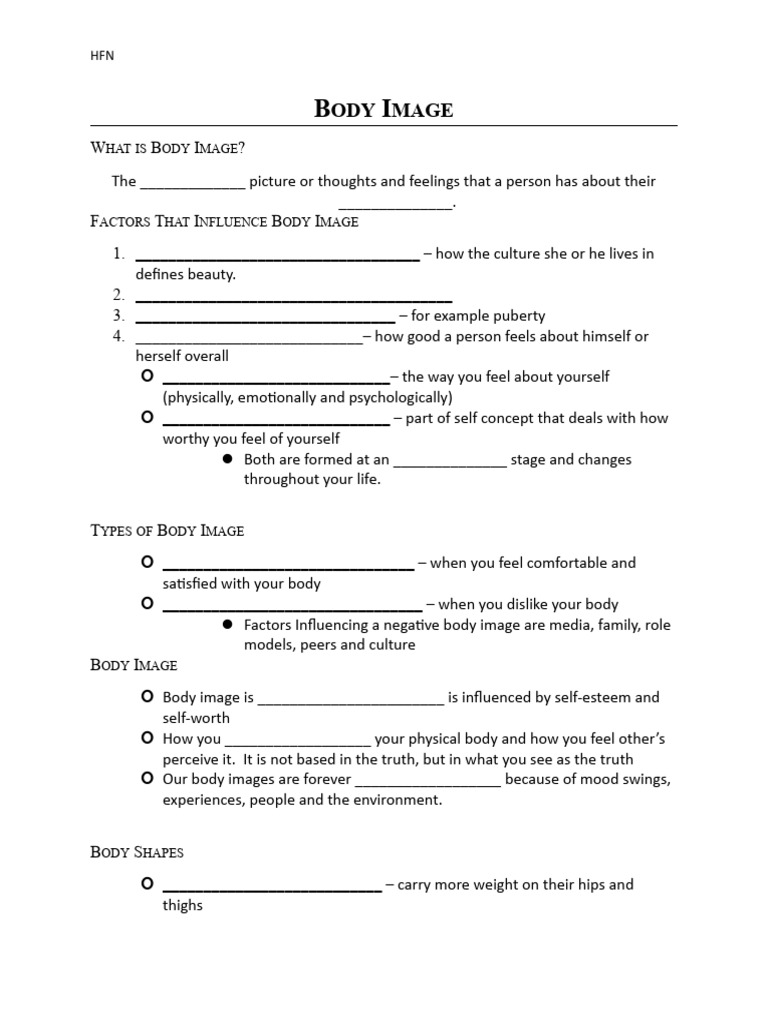 8-Body Image FITB | PDF | Body Image | Eating Disorder