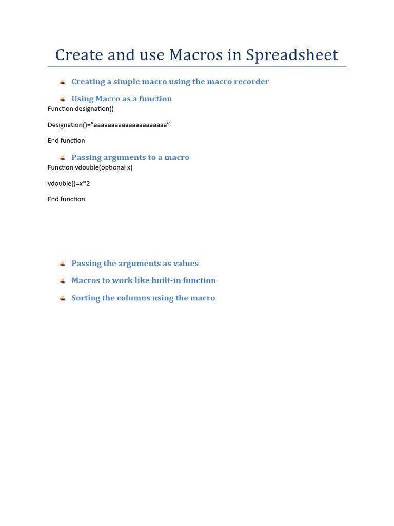 Create and Use Macros in Spreadsheet | PDF