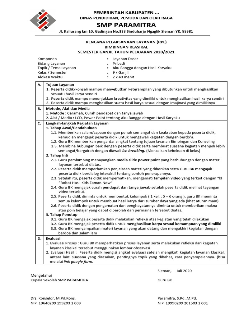 RPL Dan Materi BK - Dan Materi - Aku Bangga Dengan Karyaku | PDF