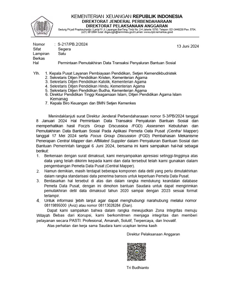 Pemutakhiran Data Bansos 2024 | PDF