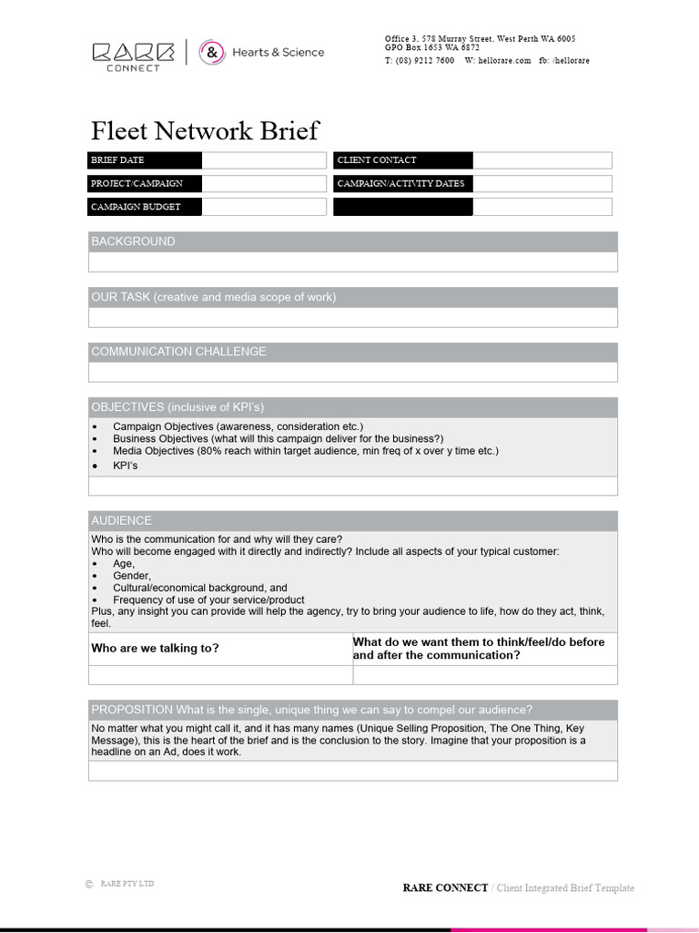 RARE Integrated Brief Template | PDF | Brand | Target Audience