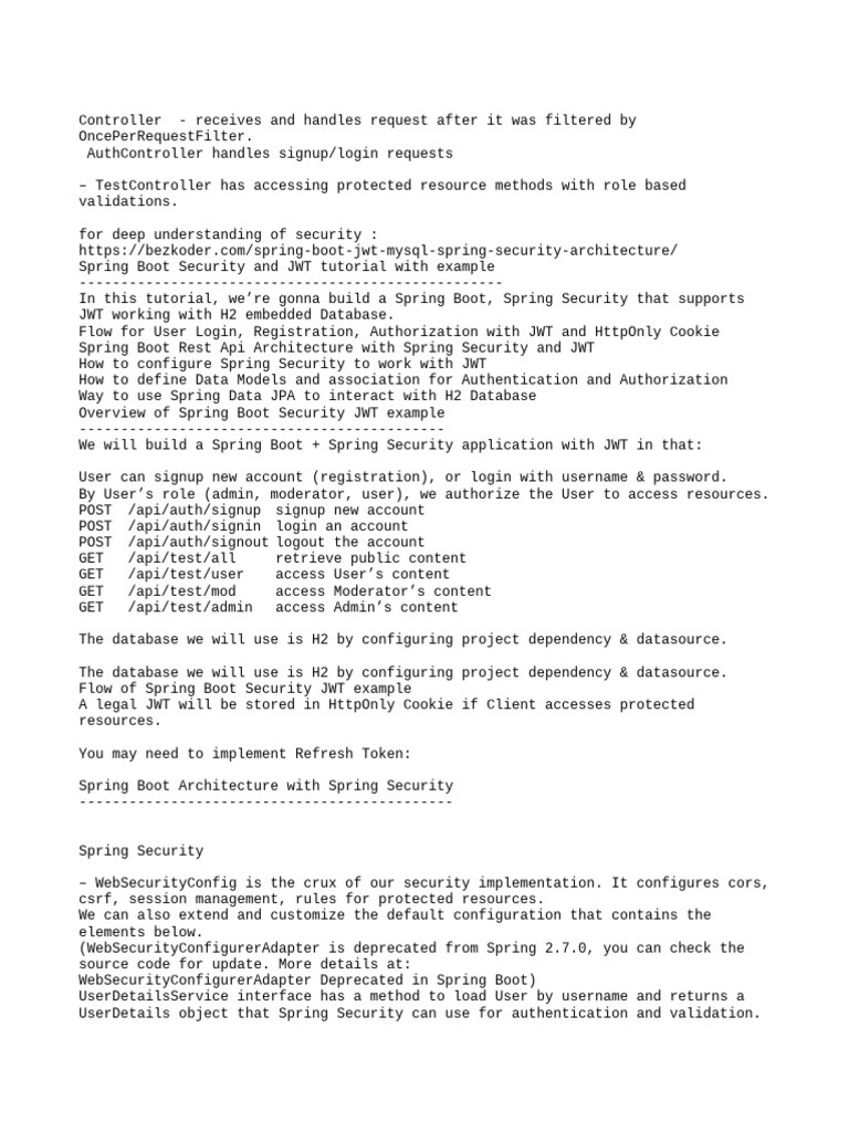 Spring Boot JWT Security Tutorial | PDF | User (Computing) | Method ...