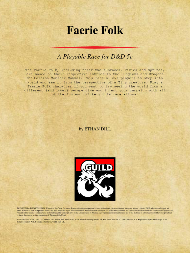 Faerie Folk A Playable Race For D&D 5e | PDF | Wizards Of The Coast ...