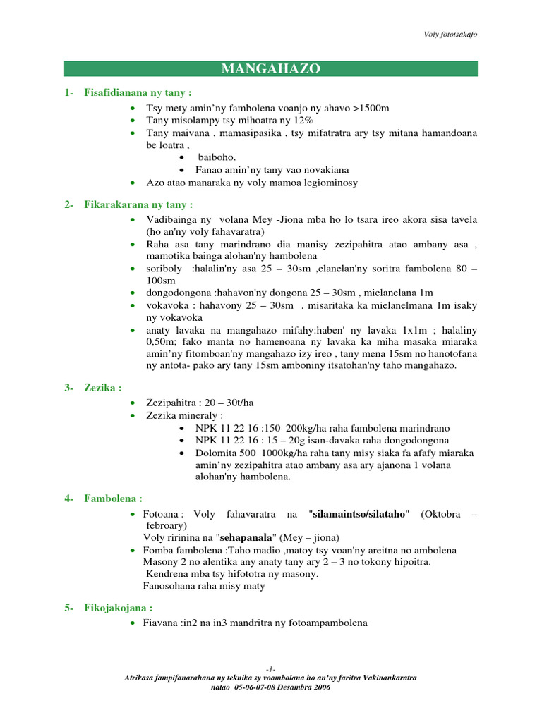 Voly Mangahazo | PDF