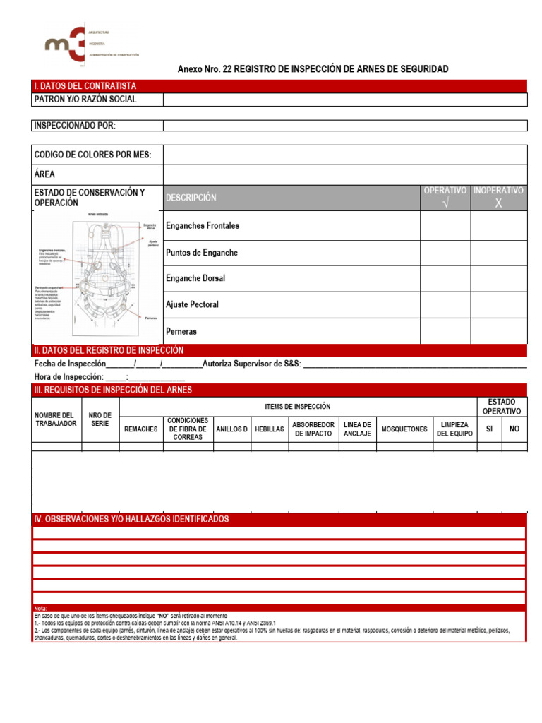 Anexo - Nro - 22 - de Inspección de Árneses | PDF