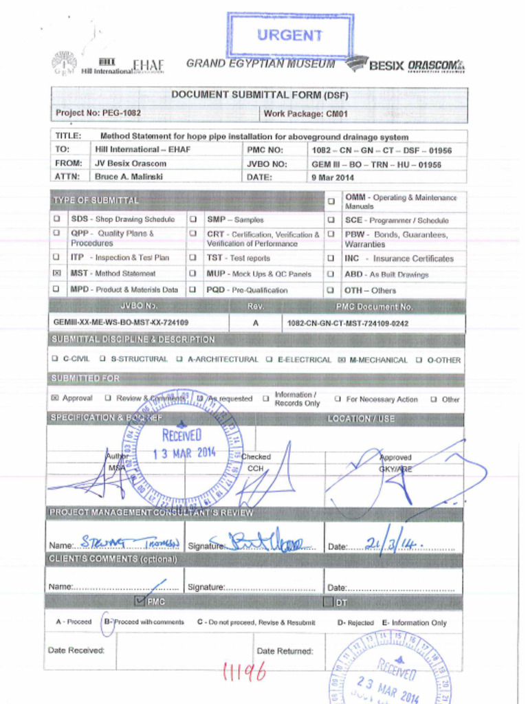 Method Statement For Hdpe Pipe Installation For Aboveground Drainage System | PDF