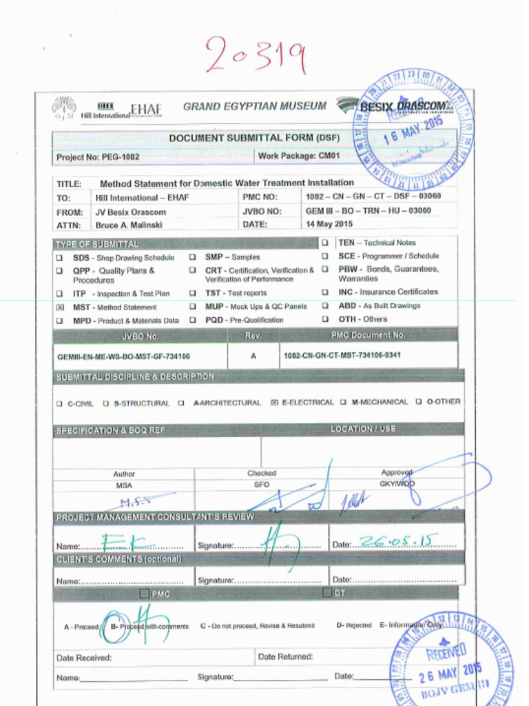 Method Statement For Domestic Water Treatment Installation | PDF