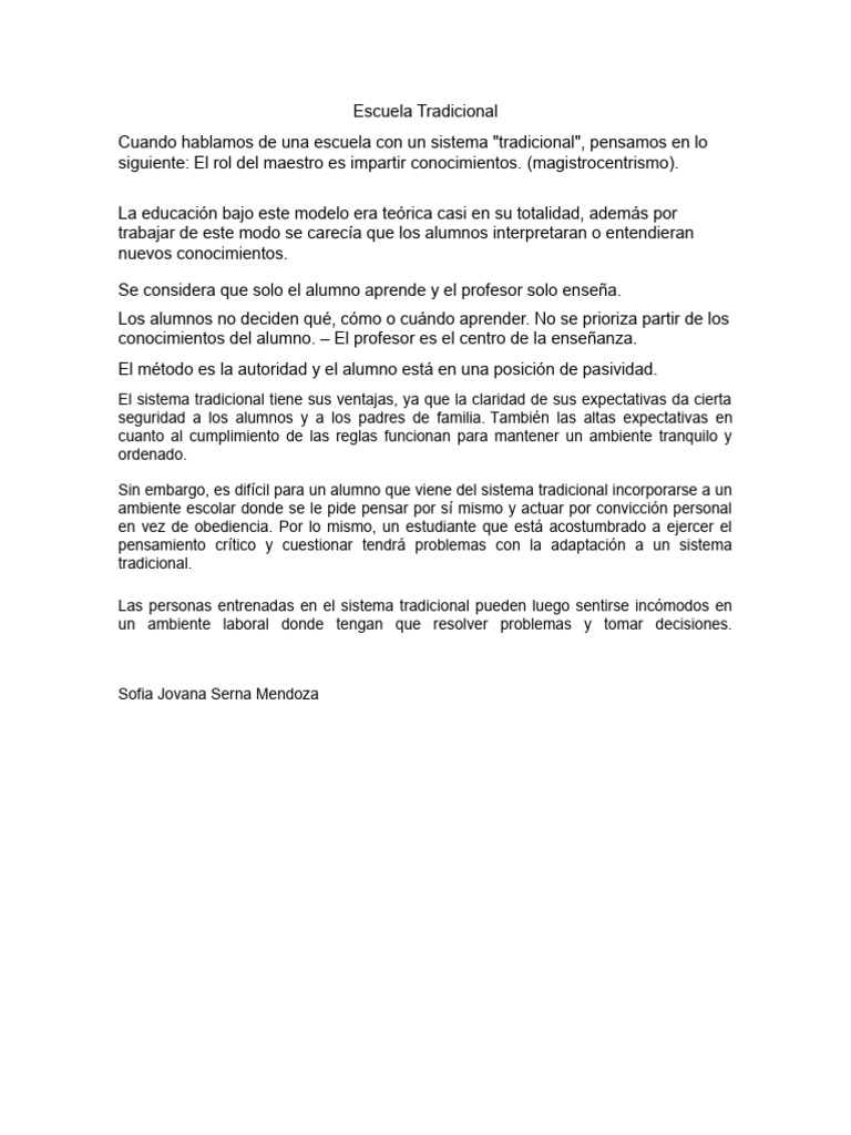 Escuela Tradicional | PDF