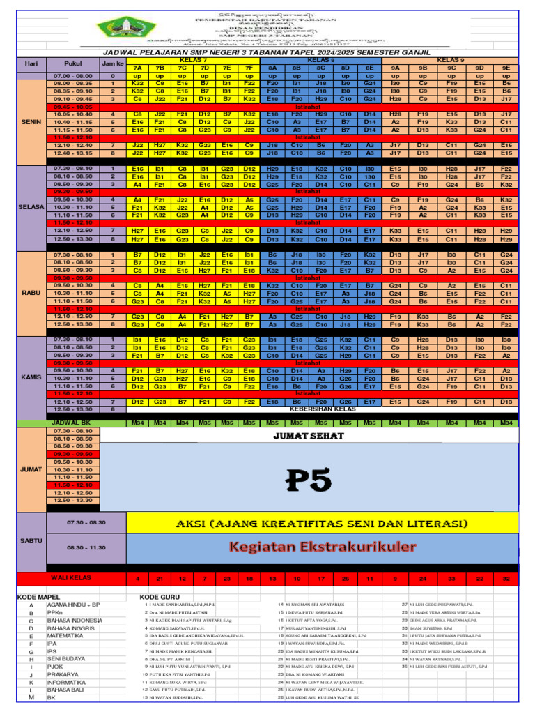 Jadwal SMT Ganjil 2024 - 2025 | PDF