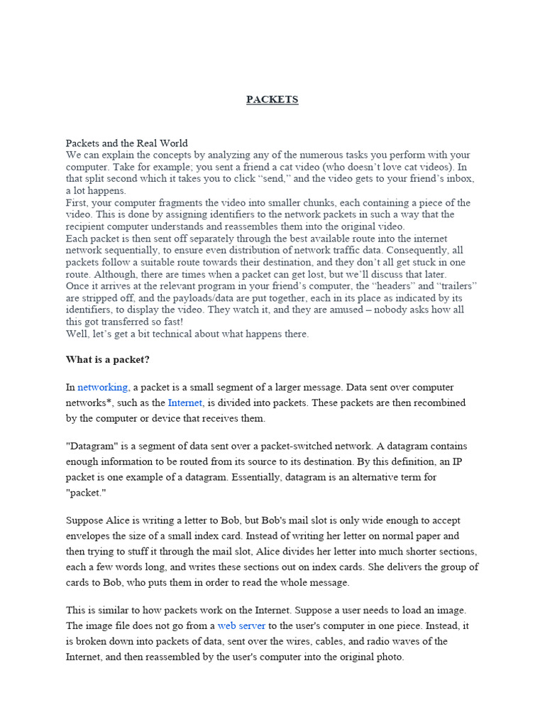1 (A) (B) Packet & Packet Switching | PDF | Internet Protocols | Computer Network