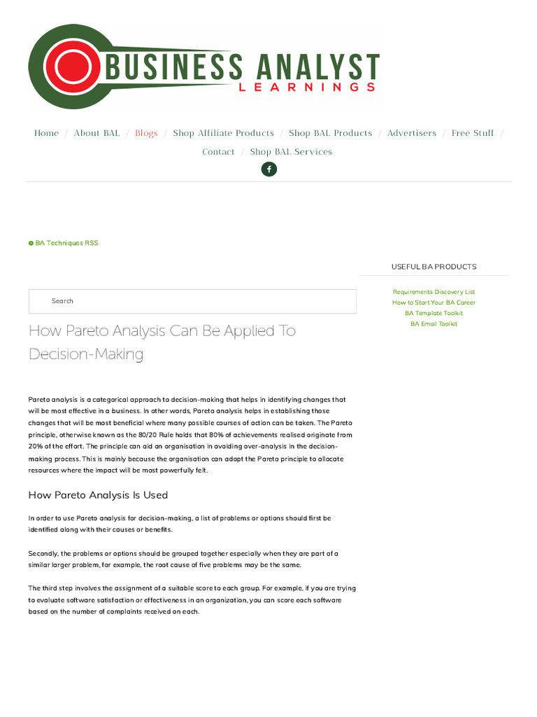 Pareto Analysis in Decision-Making | PDF | Risk Management | Decision ...