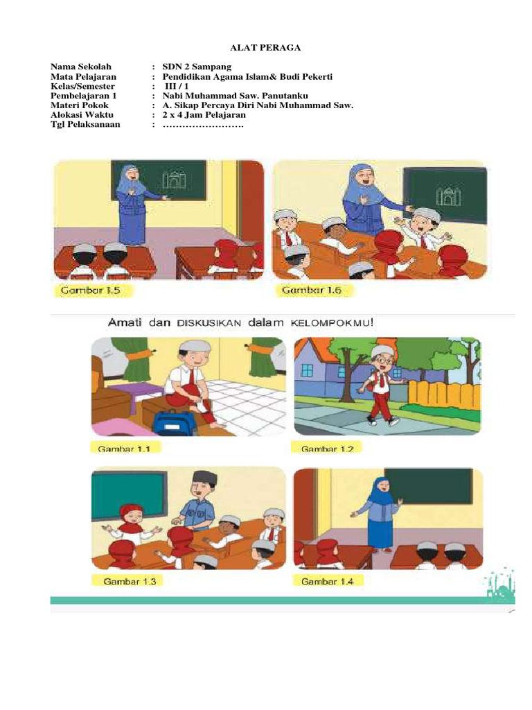 Alat Peraga SD Pai 1 Lembar Kelas 3 SMT 1 21-22 | PDF