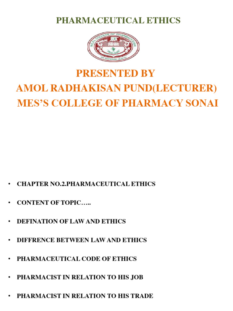 Pharmaceutical Ethics | PDF | Pharmacy | Pharmacist