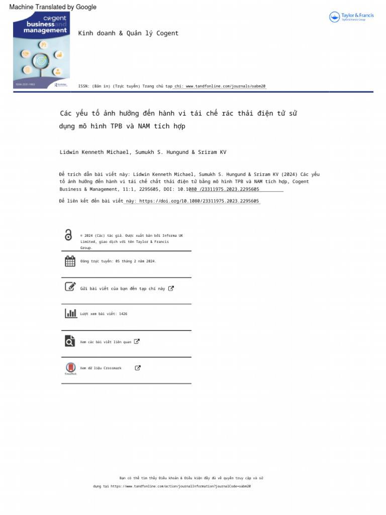 Factors Influencing The Behavior in Recycling of E-Waste Using ...