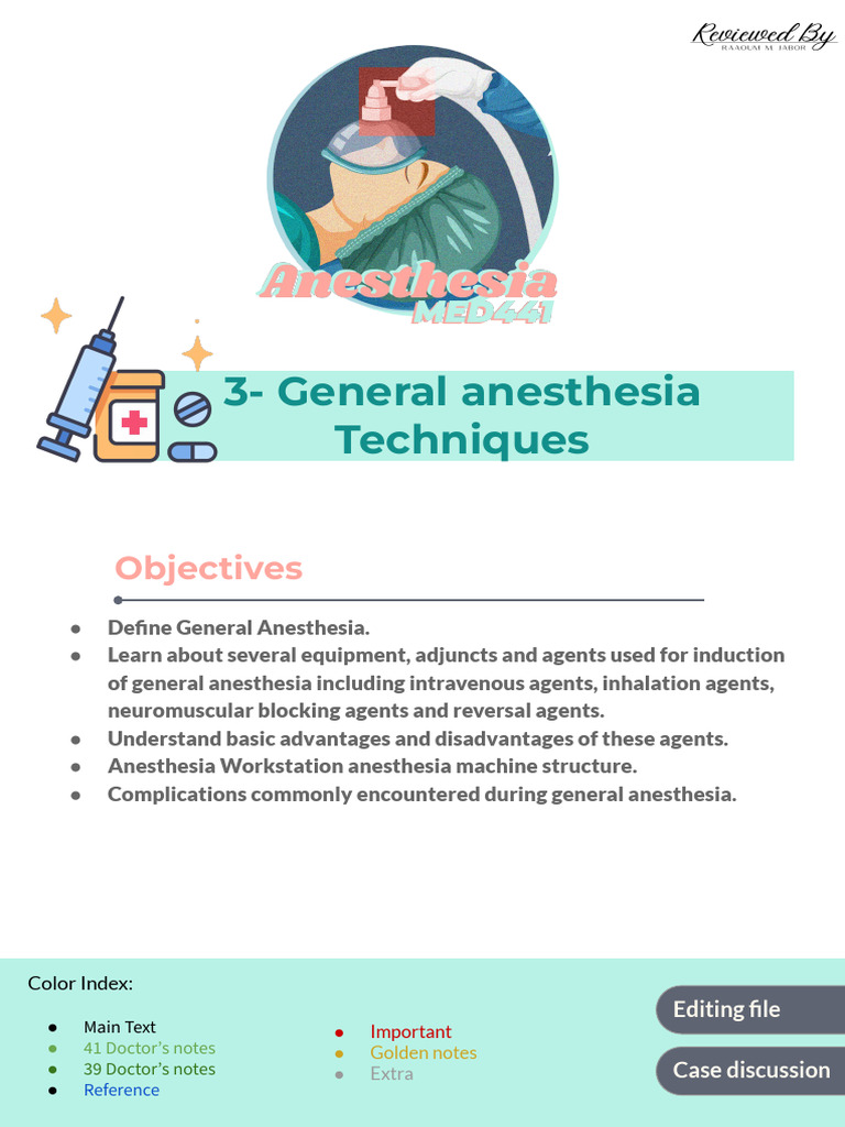 Neral Anesthesia Techniques | PDF | Anesthesia | Medicine