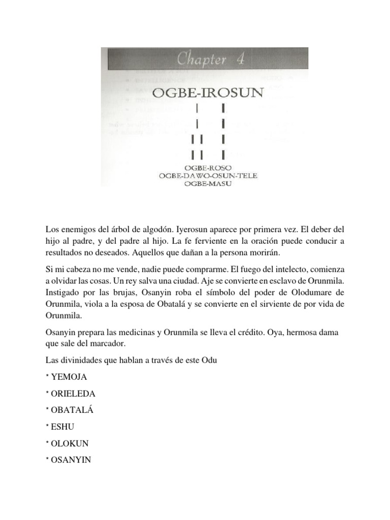Los Odus de Ogbe. Ogbe Irosun | PDF | Religión étnica
