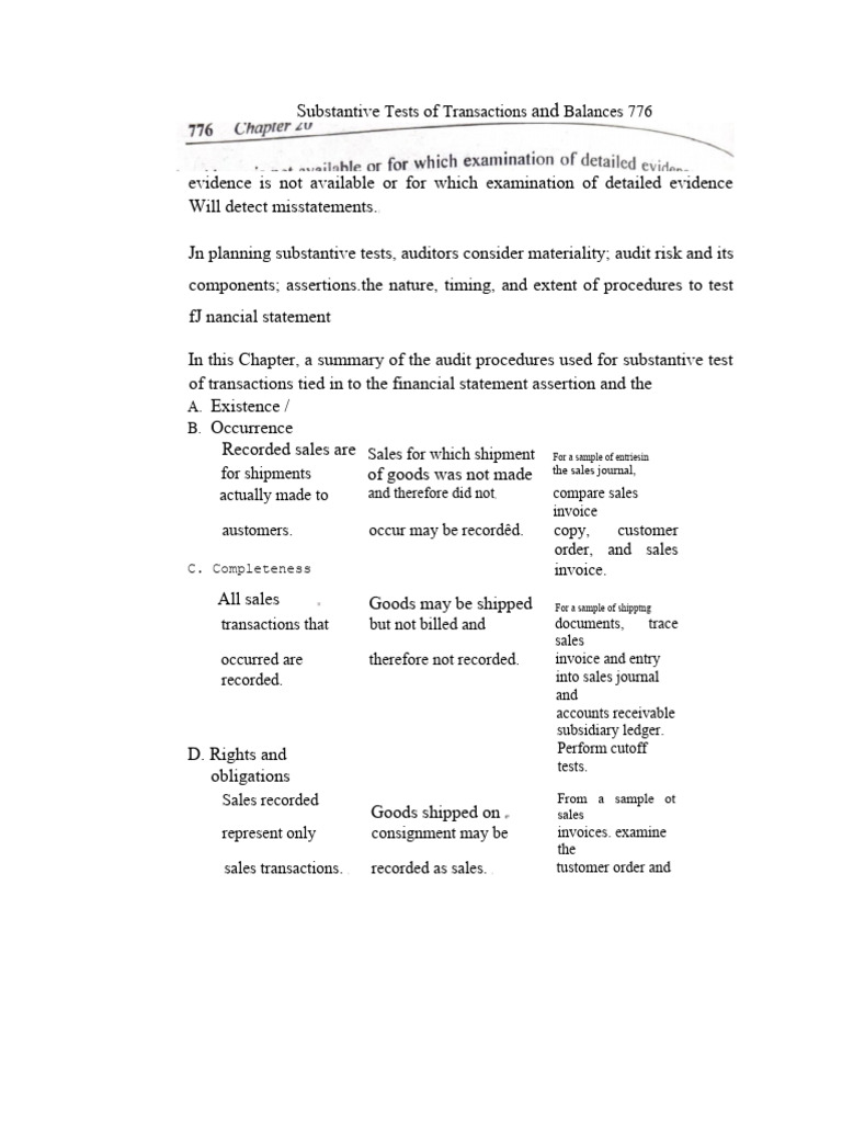 Substantive Testing of Sales Transactions | PDF | Accounts Payable | Audit