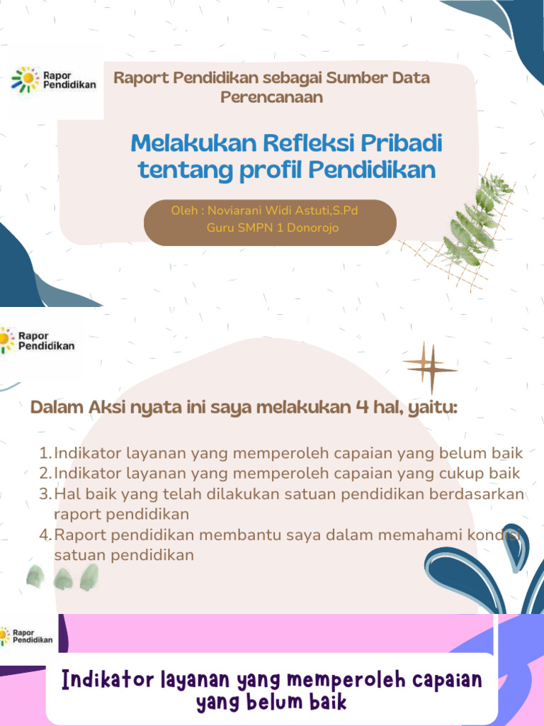 Melakukan Refleksi Pribadi Tentang Profil Pendidikan - Noviarani | PDF | Karier & Perkembangan