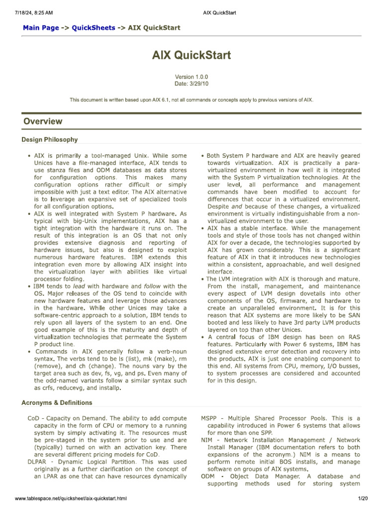 Aix Quick Sheet | PDF