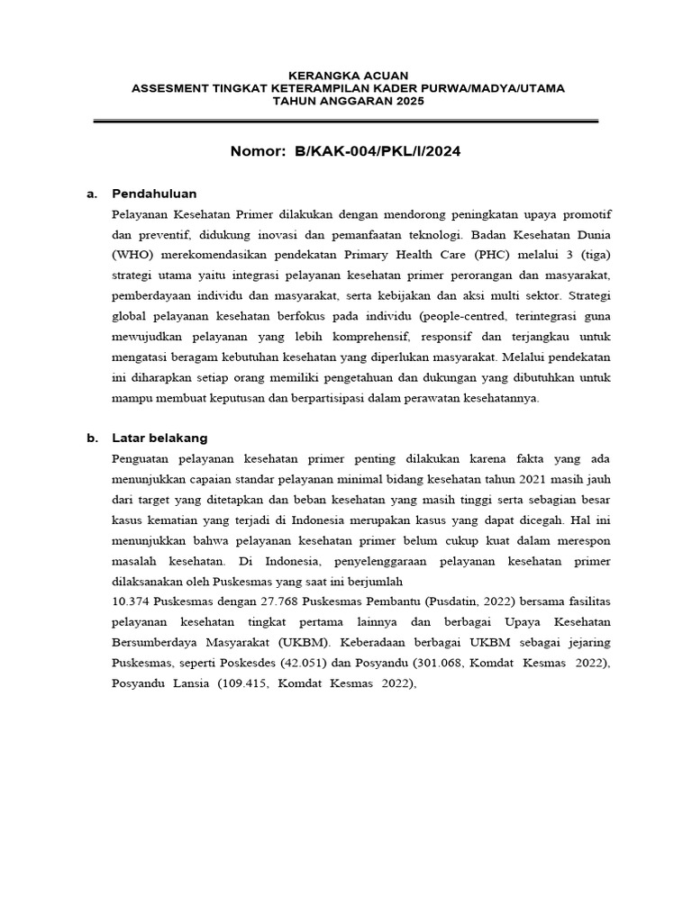 KAK Pendampingan ILP Ok 1 | PDF