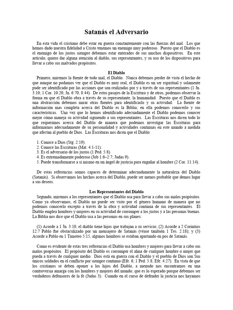 001 - Satanás El Adversario | PDF | Diablo | Satán