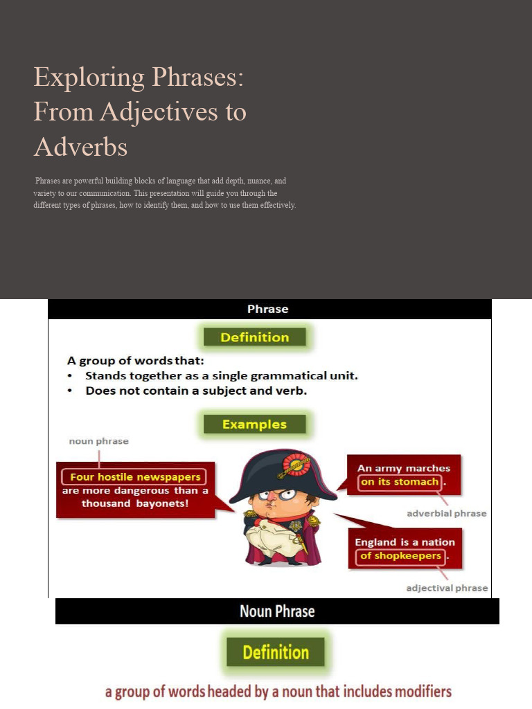 Mastering Adjective, Prepositional, Adverbial Phrases | PDF | Adjective ...